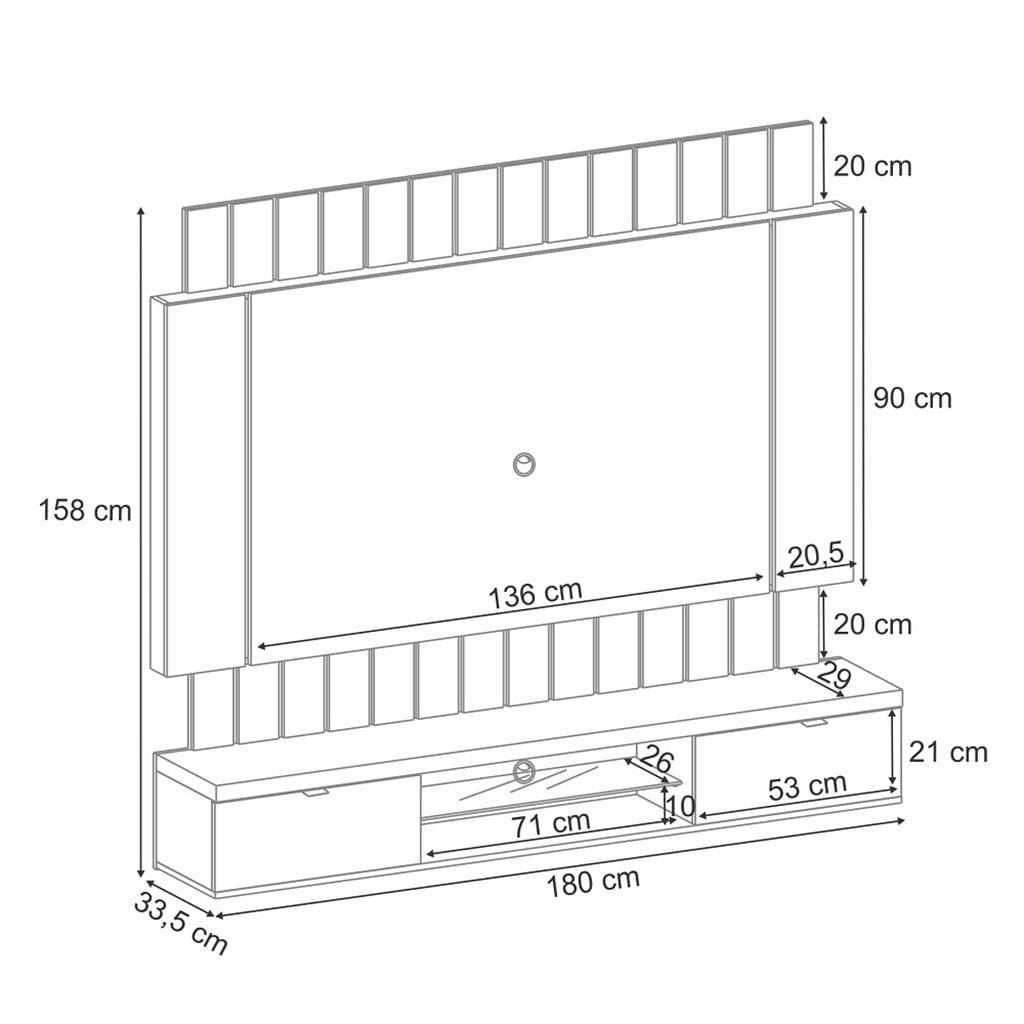 Painel Home para TV até 55 Polegadas com LED 2 Portas Illusion 18 HB ...