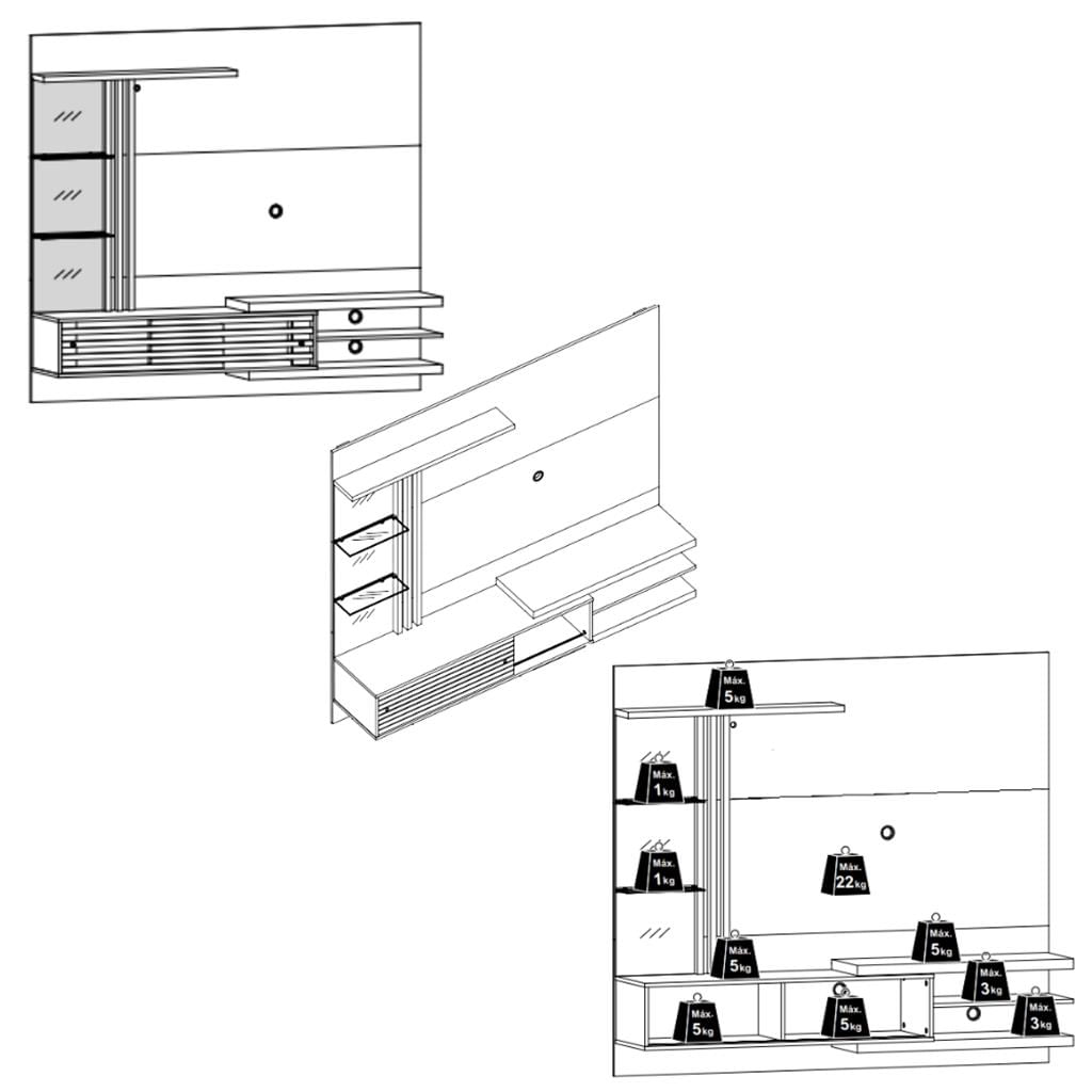Painel para TV até 55 Polegadas 2 Portas Frizz Supreme Madetec ...