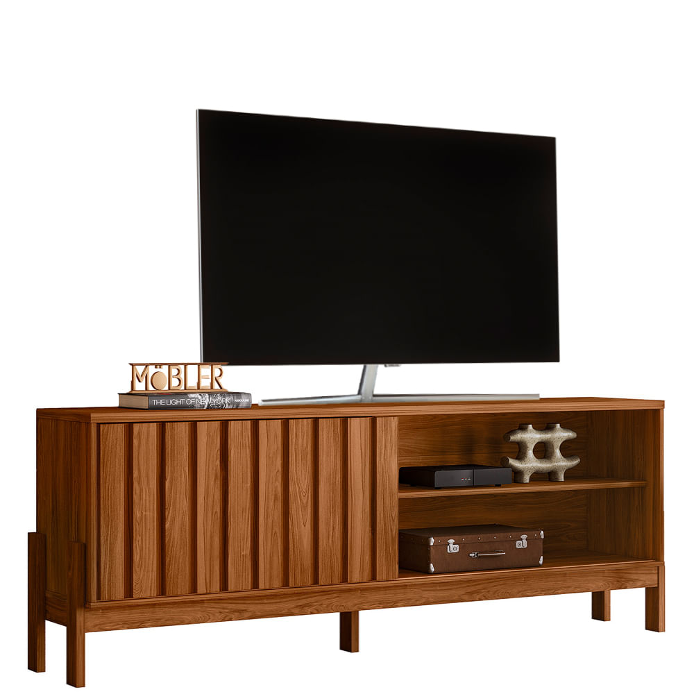 Rack Ripado para TV até 75 Polegadas 1 Porta de Correr com Pés New ...